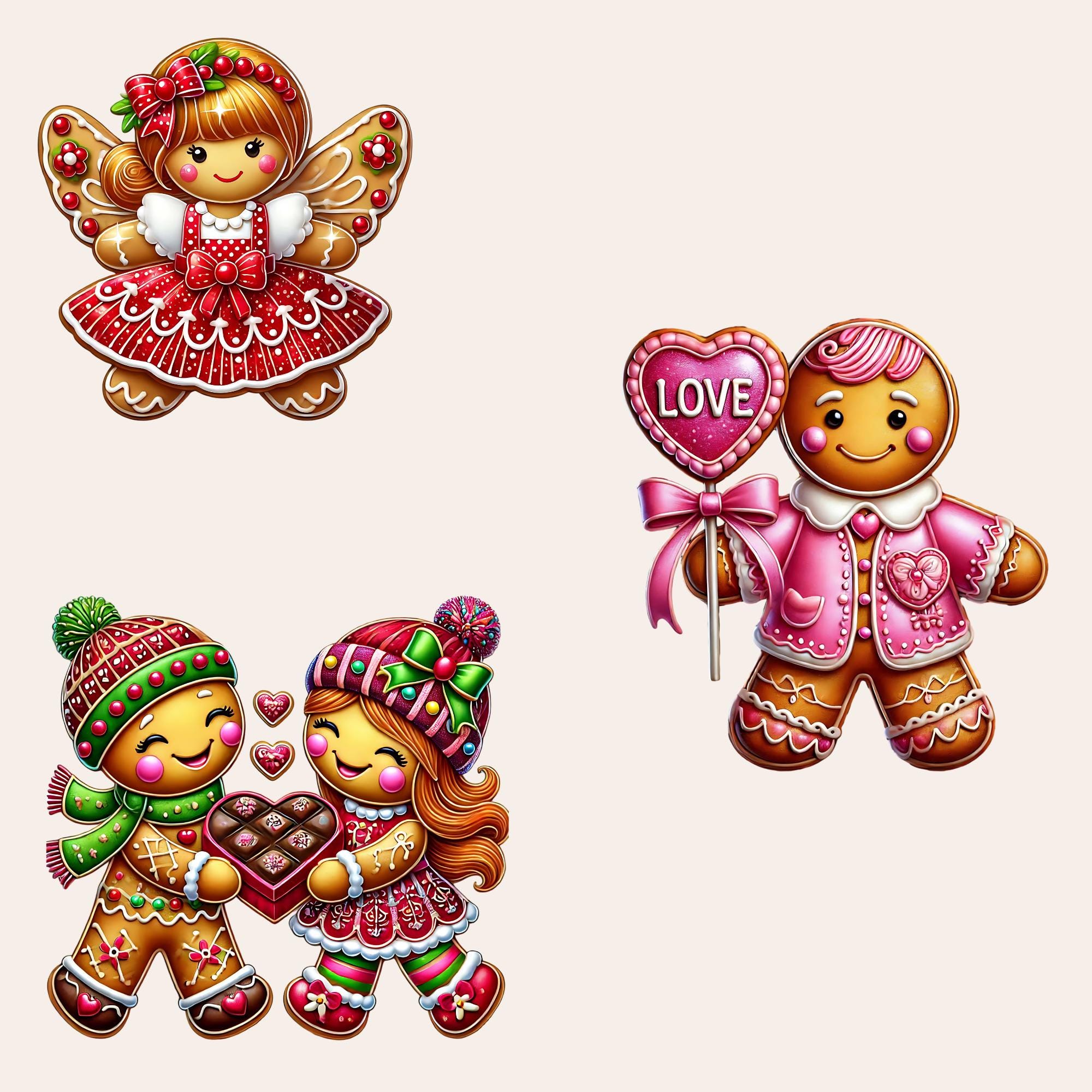 21 Valentines Gingerbread Clipart, Sweet Valentines Gingerbread ...