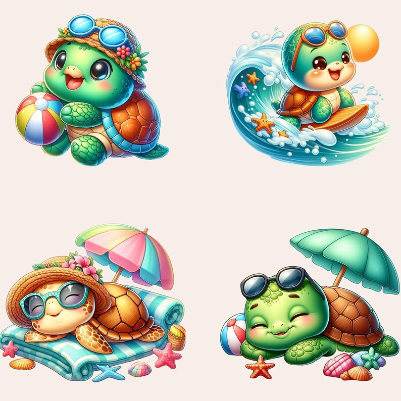 20 Summer Baby Turtle Clipart, Beach Turtle Clipart, Cute Sea Turtle ...