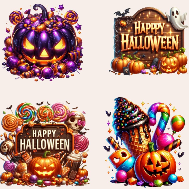 23 Halloween Candy Clipart Bundle, Halloween Candy Shop PNG, Halloween ...