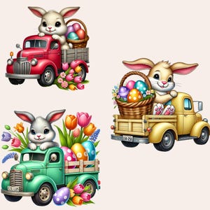 14 Easter Bunny Truck Clipart, Easter Bunny With Eggs Clipart, Easter ...
