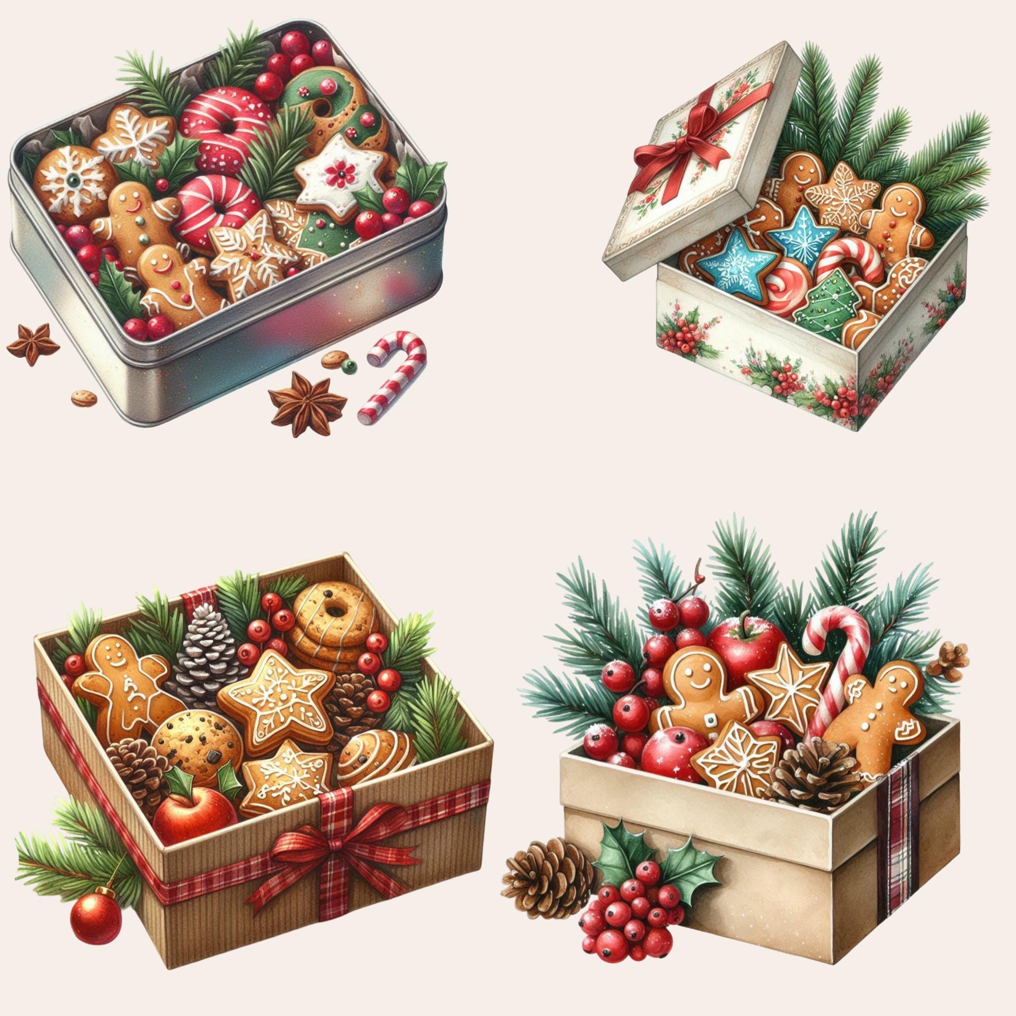 15 Christmas Cookies Clipart, Christmas Cookies Box PNG, Cute Christmas ...