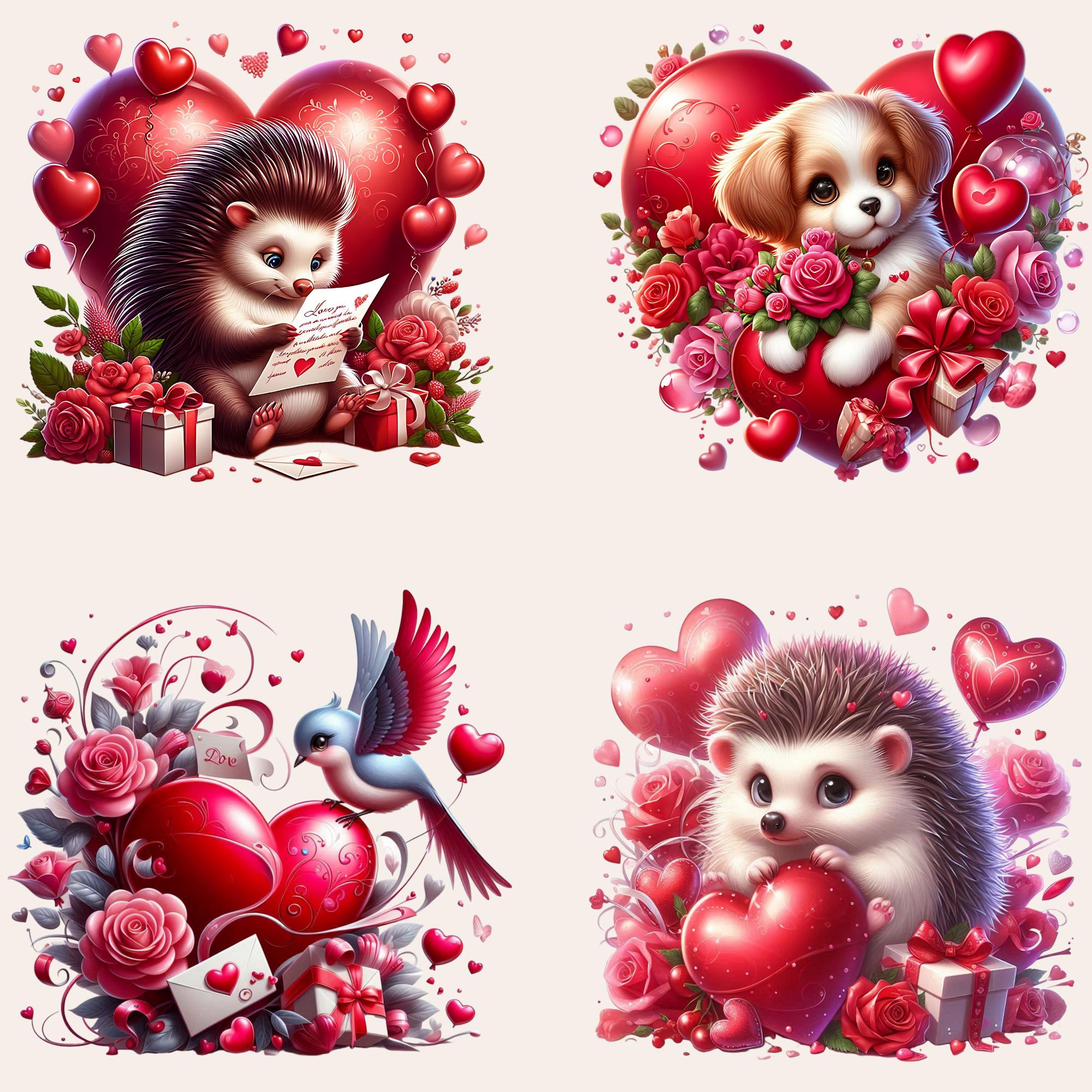 17 Valentine's Day Animals Clipart, Woodland Valentines Clipart, Love ...