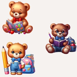 15 Back to School Teddy Bear Clipart, School Bear PNG, Back to School ...