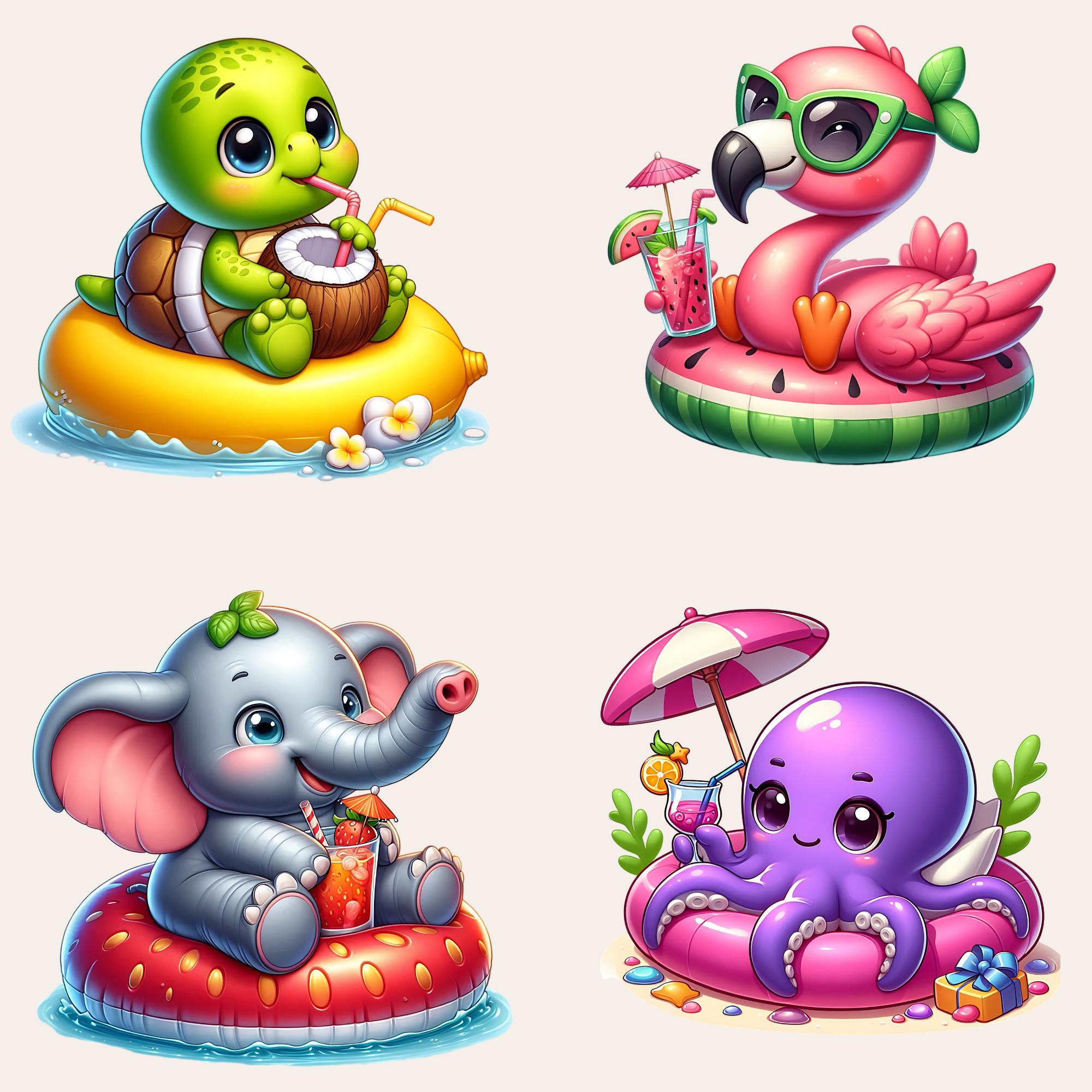 23 Summer Beach Animals Clipart, Cute Summer Animals Clipart, Summer ...