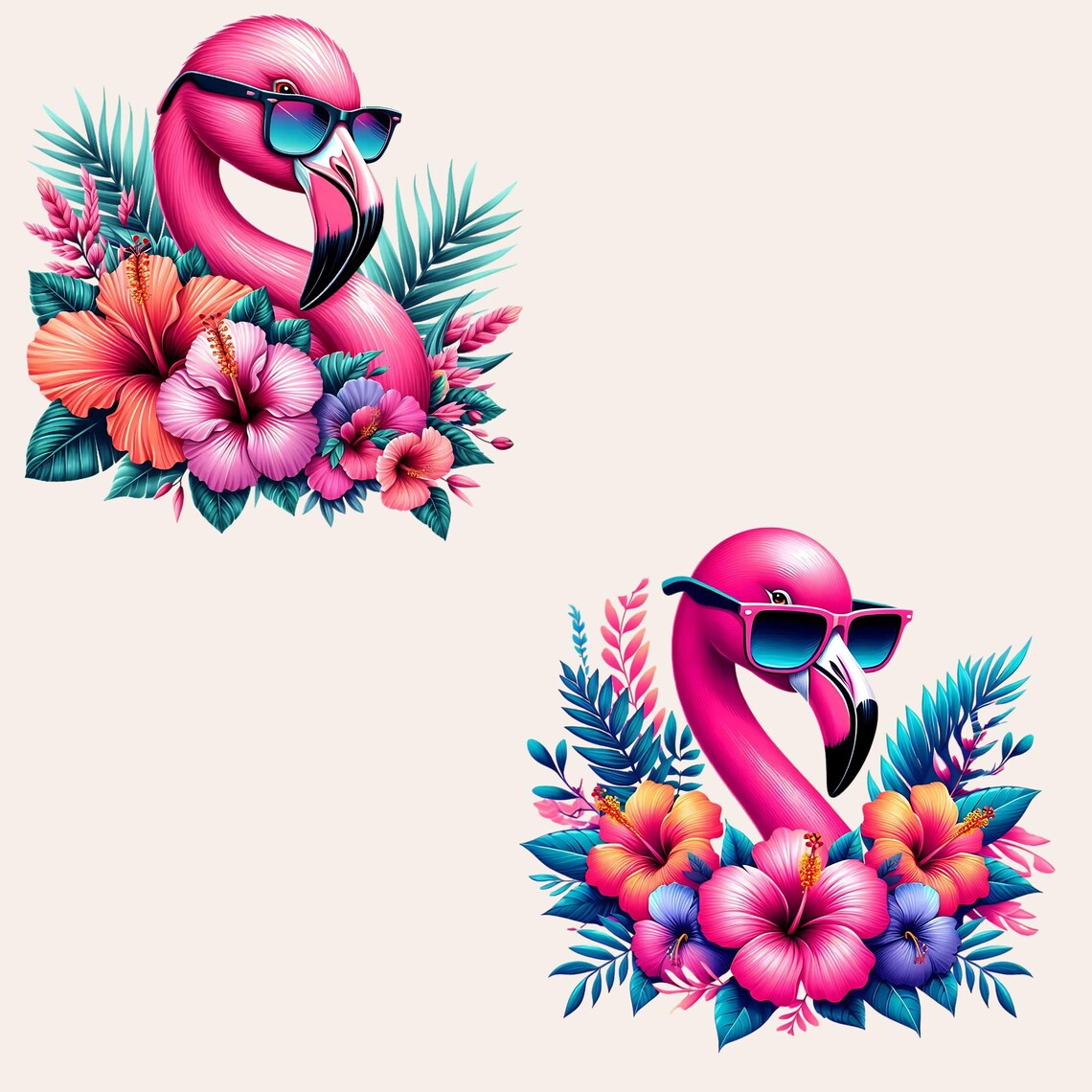 10 Pink Flamingo Clipart, Floral Flamingo Clipart, Summer Flamingo ...