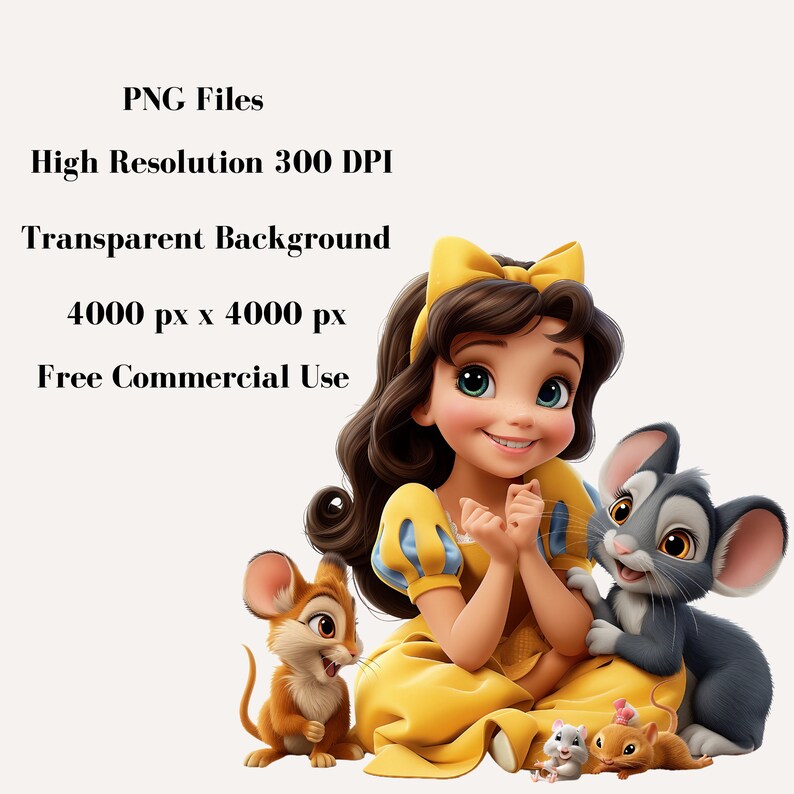 5 Princess Bundle Png, Cute Princess Clipart Bundle, Princess