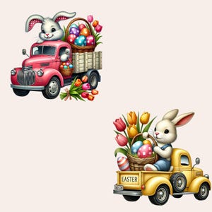 14 Easter Bunny Truck Clipart, Easter Bunny With Eggs Clipart, Easter ...