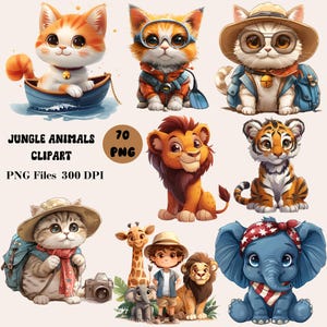70 Jungle Animals Clipart, Cute Jungle Animals PNG, Baby Safari Animals ...