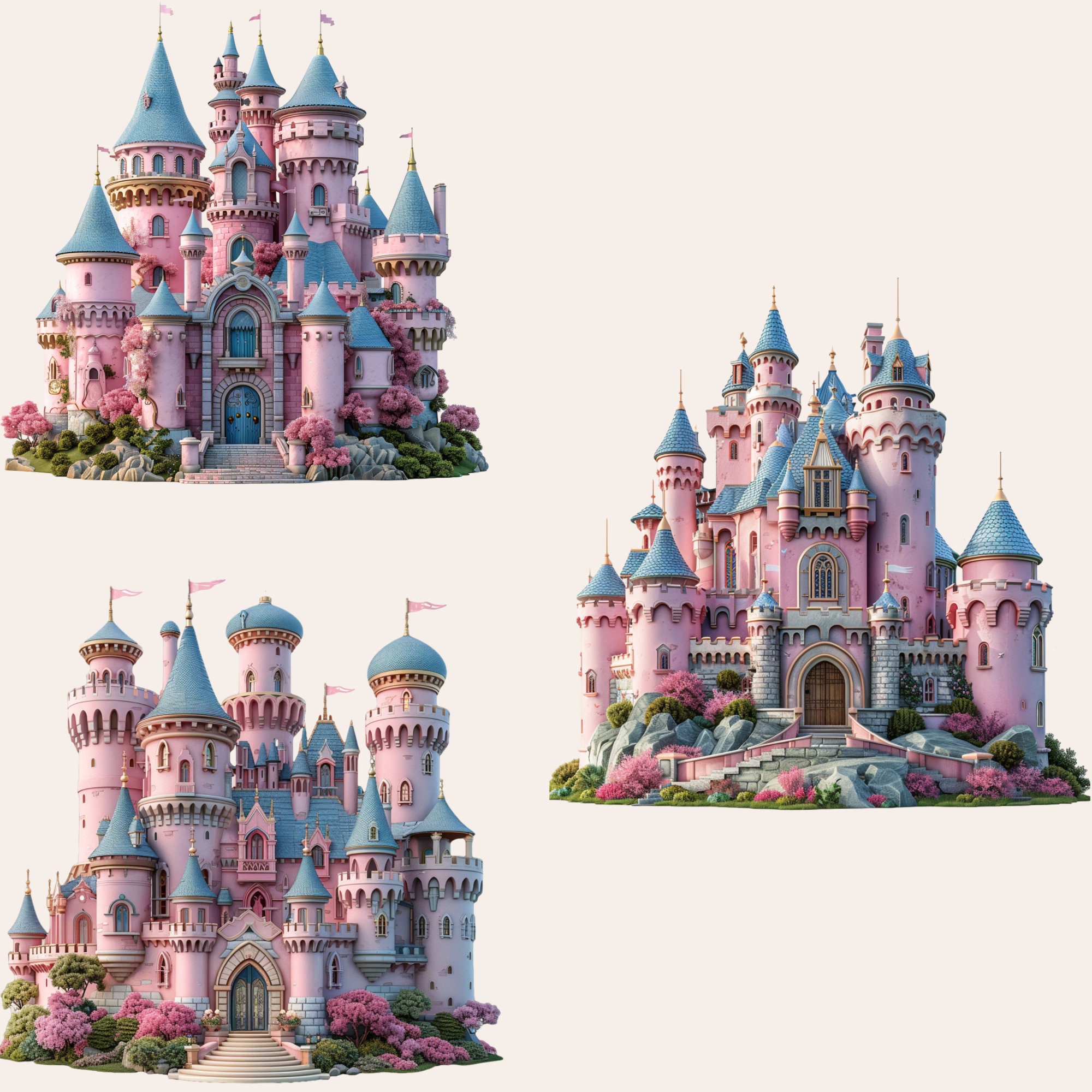 20 Princess Castle Clipart Bundle, Fairytale Princess Castle PNG ...
