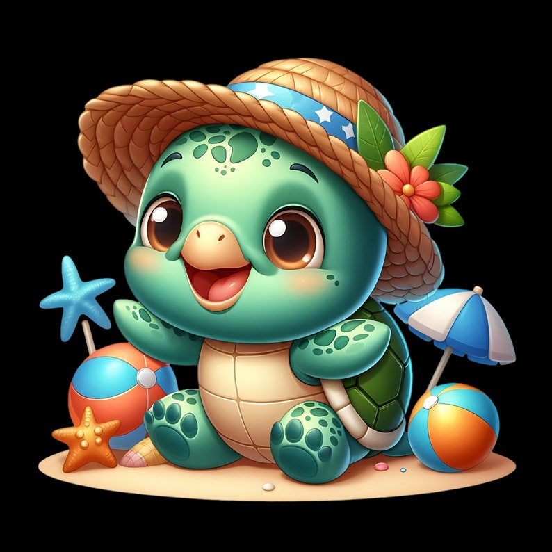 18 Summer Turtle Clipart, Sea Turtle Clipart, Baby Turtle PNG, Beach ...