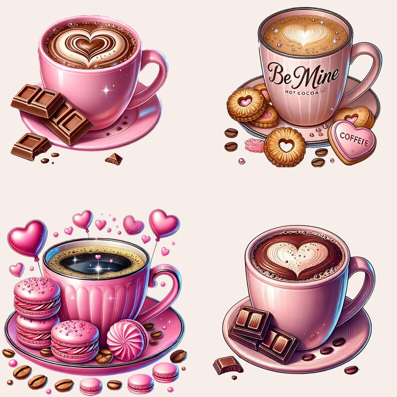 19 Valentines Coffee Clipart, Valentines Coffee Lover Clipart, Cute ...