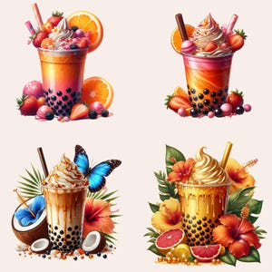 24 Summer Bubble Tea Clipart, Bubble Tea PNG Bundle, Cute Boba Tea ...