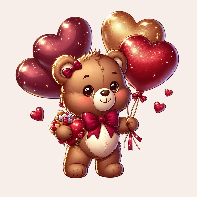 21 Valentines Teddy Bear Clipart, Valentine's Day Clipart, Love Bears ...