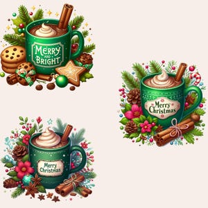 14 Christmas Hot Chocolate Clipart, Hot Chocolate PNG Bundle, Christmas ...