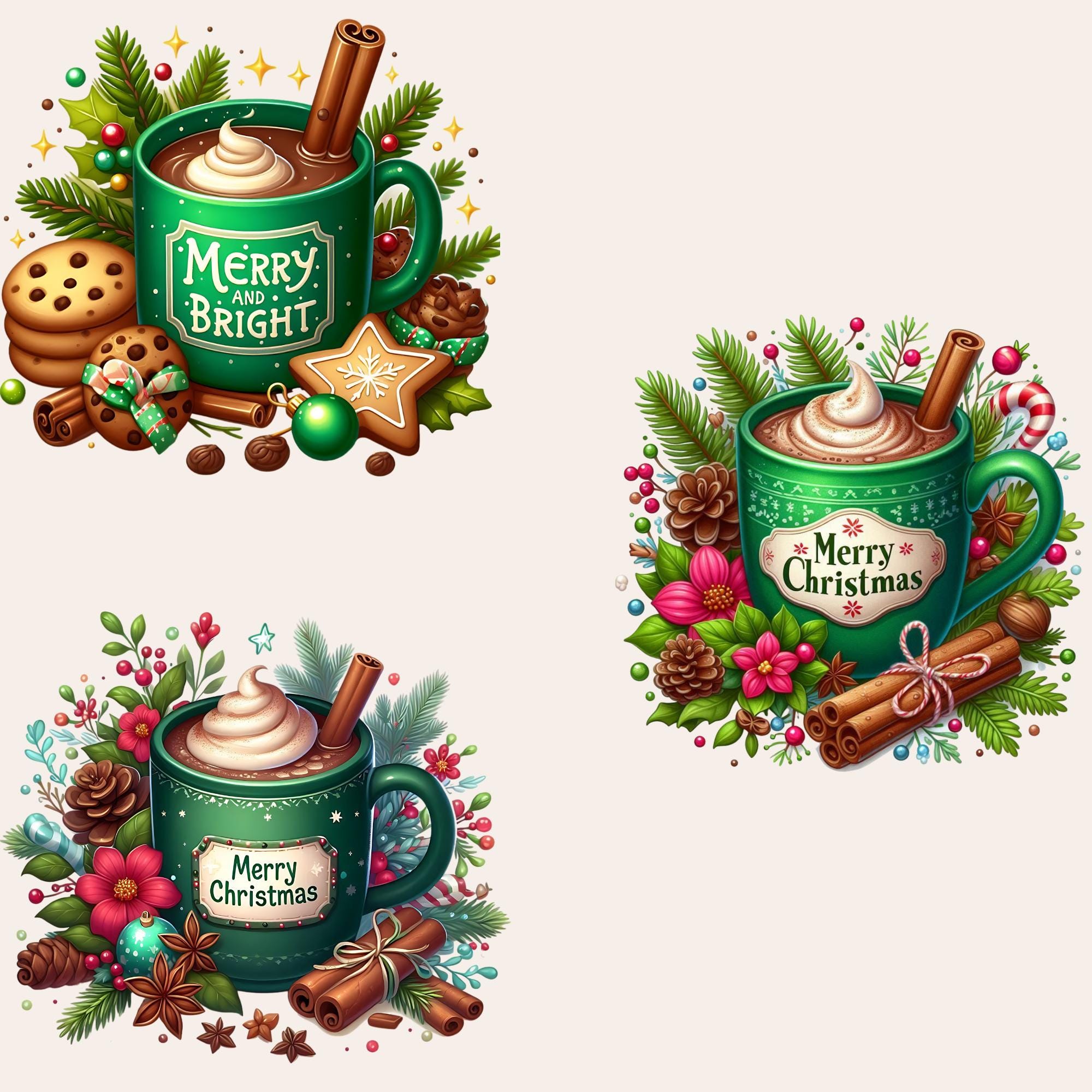 14 Christmas Hot Chocolate Clipart, Hot Chocolate PNG Bundle, Christmas ...