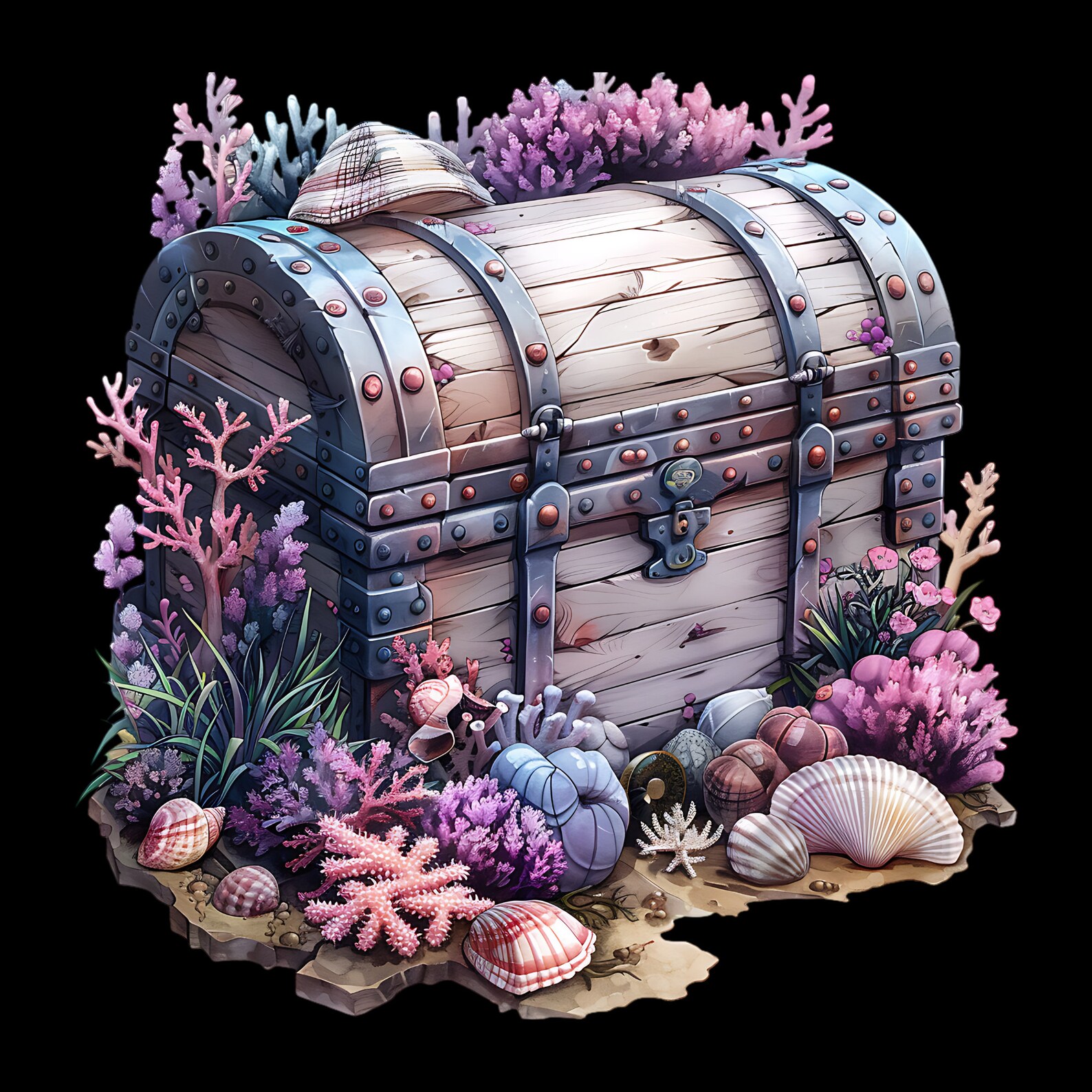 20 Ocean Treasure Box Clipart, Sea Tresure Chest PNG, Ocean Clipart PNG ...