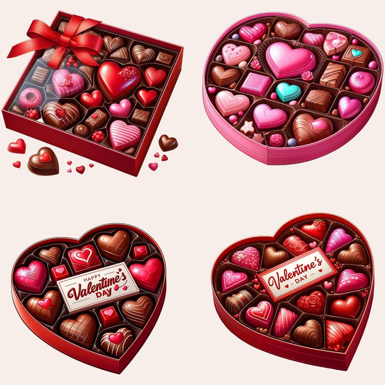 18 Valentine’s Day Chocolate Box Clipart, Valentine's Chocolates PNG ...