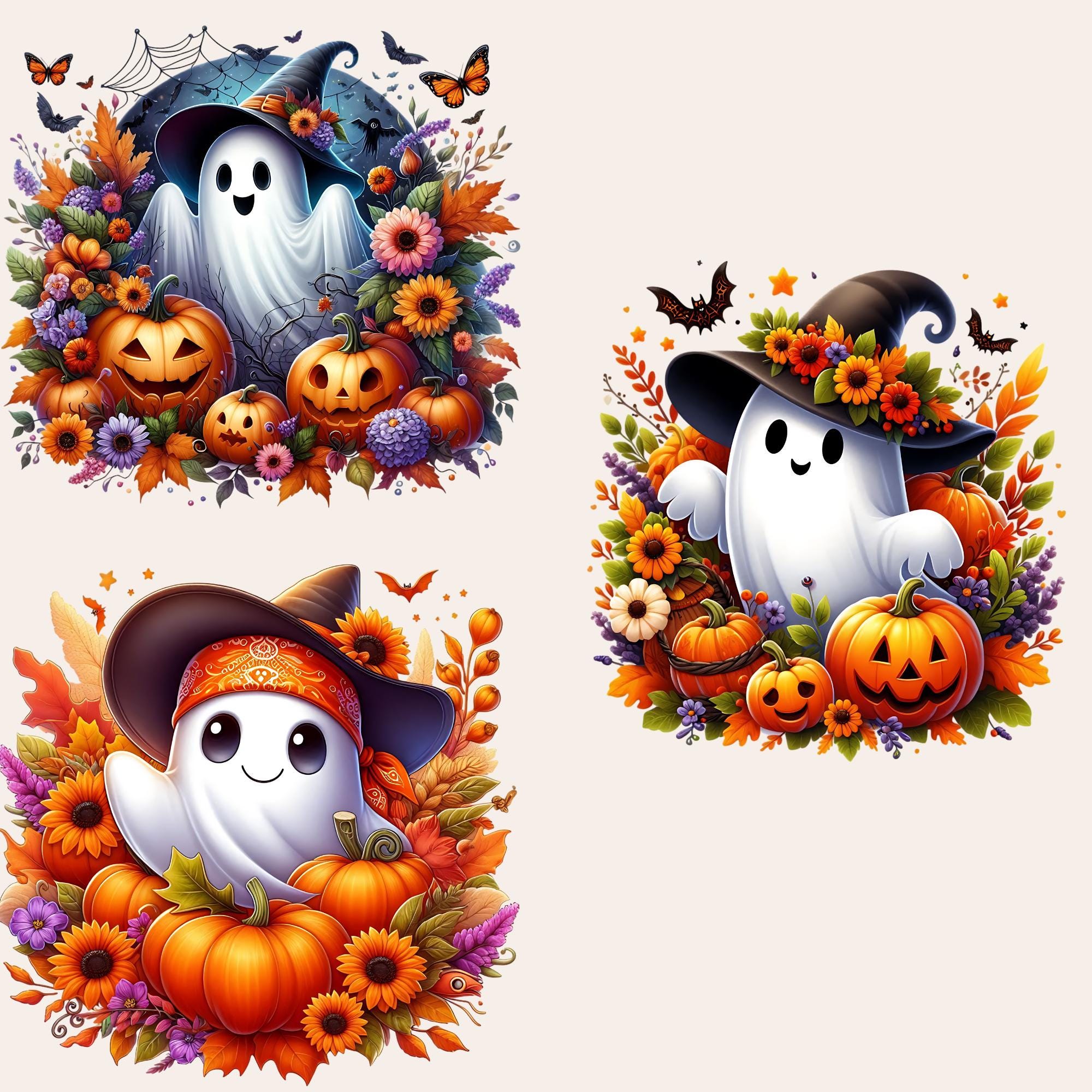 16 Halloween Ghost Clipart, Cute Ghost Clipart, Halloween Clipart ...