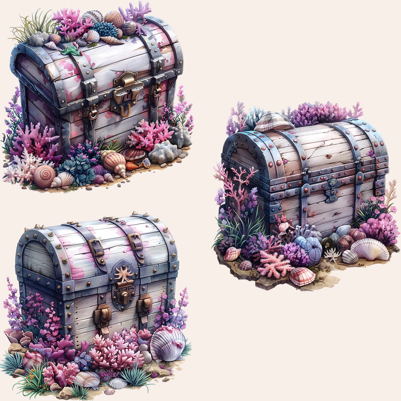 20 Ocean Treasure Box Clipart, Sea Tresure Chest PNG, Ocean Clipart PNG ...