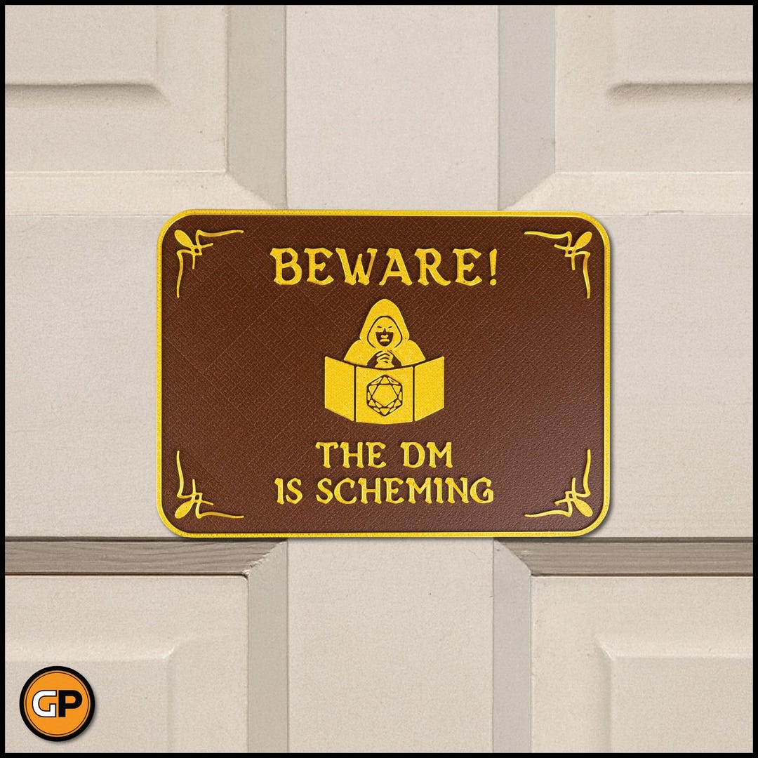 3D Printed D&D Sign: Beware! the DM is Scheming - Gamer Room Decor - Etsy