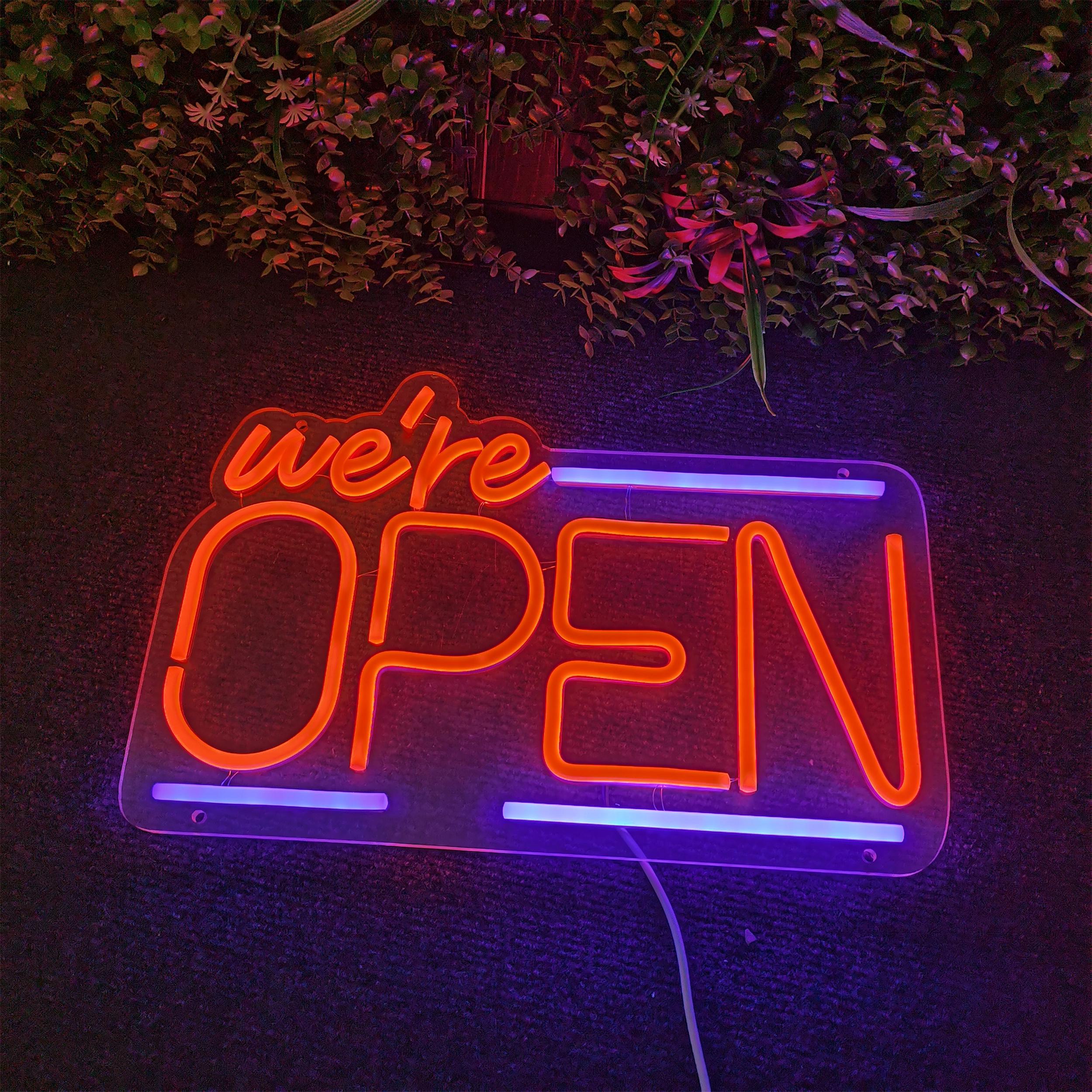 We're Open LED Light, We Are Open Neon Sign, LED Open Sign, Open Sign ...