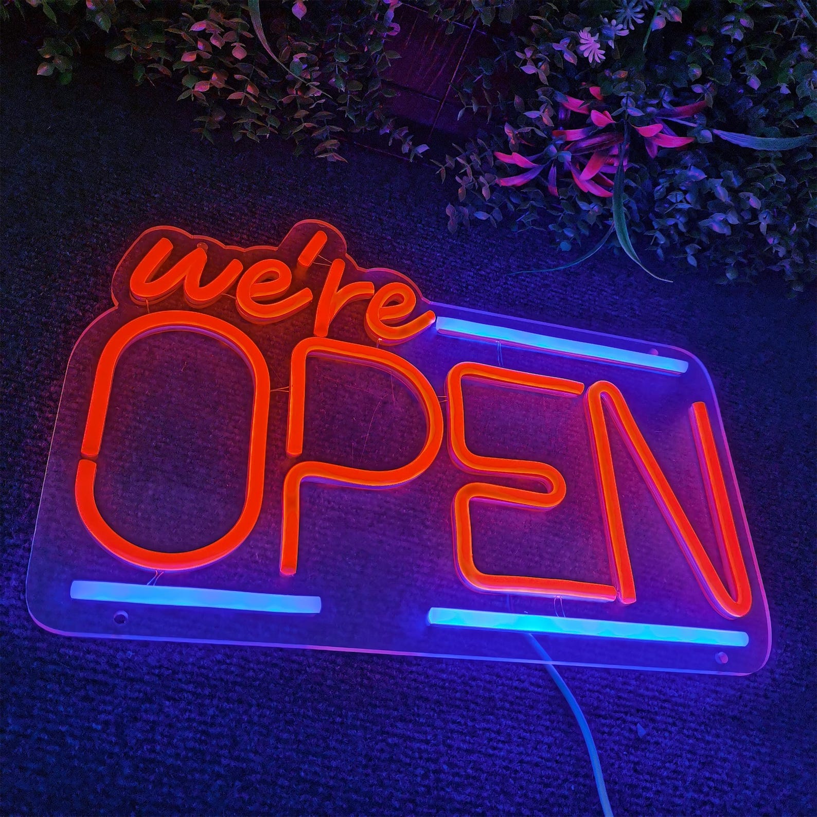 We're Open LED Light, We Are Open Neon Sign, LED Open Sign, Open Sign ...