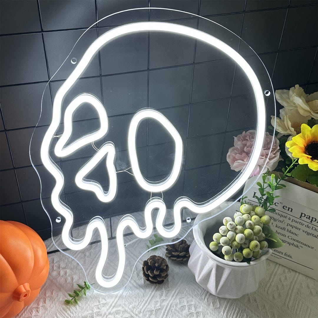 Skull Head Led Neon Sign,custom Handmade Art Neon Sign,halloween Sign ...
