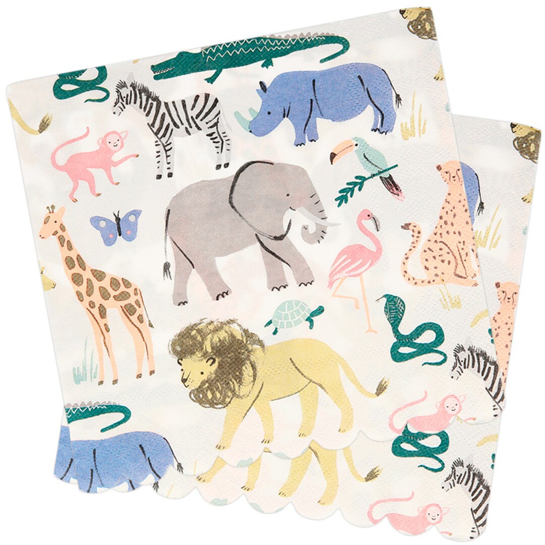 20 Safari Animal Paper Napkins, Animal Party Napkins, Animal Birthday ...