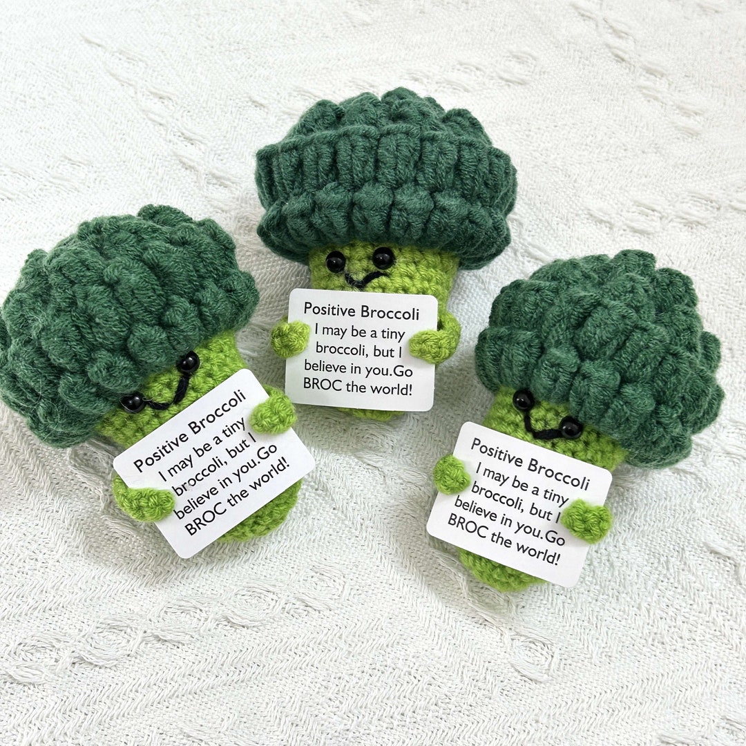 3PCS Crochet Broccoli Desktop Vegetable Ornaments, Emotional Support ...