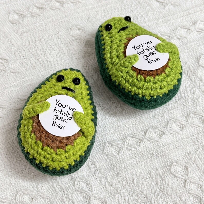 2 Emotional Support Gifts Crochet Avocado Handmade Positive Healthy ...