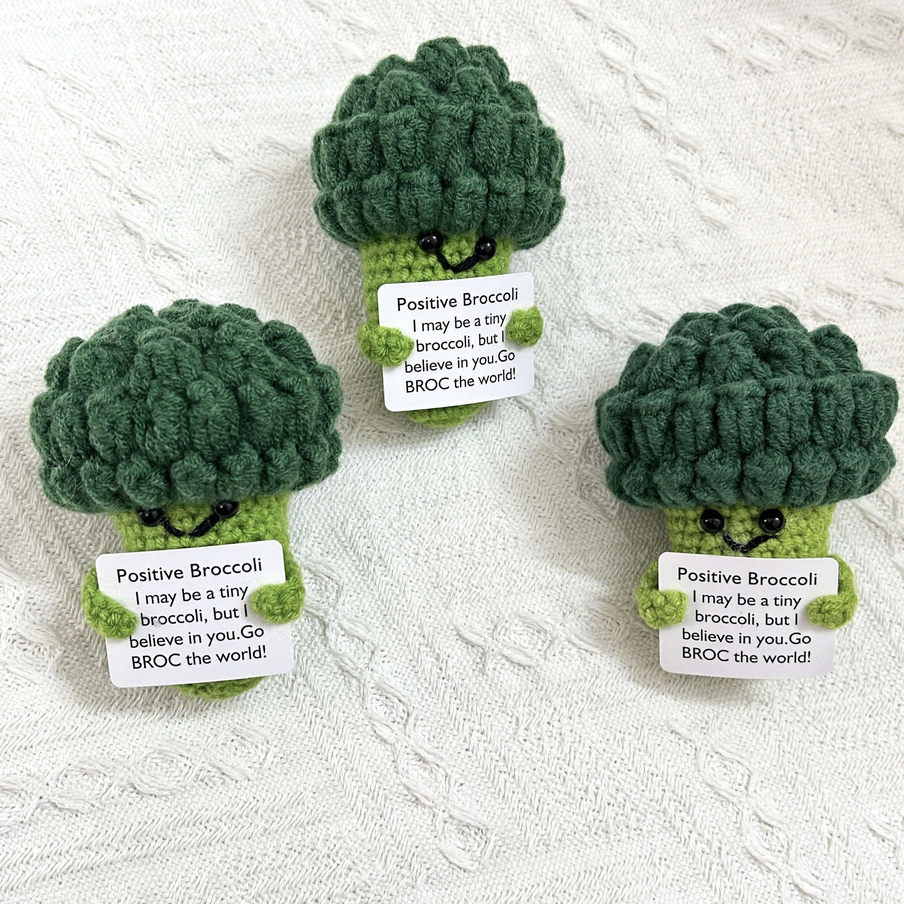 3PCS Crochet Broccoli Desktop Vegetable Ornaments, Emotional Support ...