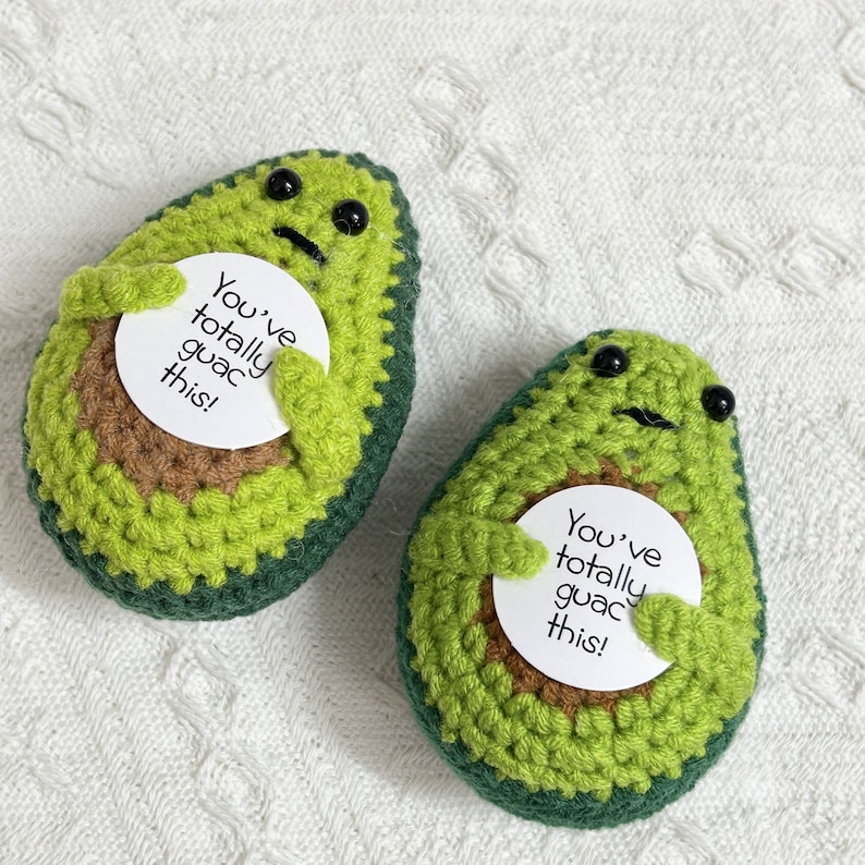 2 Emotional Support Gifts Crochet Avocado Handmade Positive Healthy ...