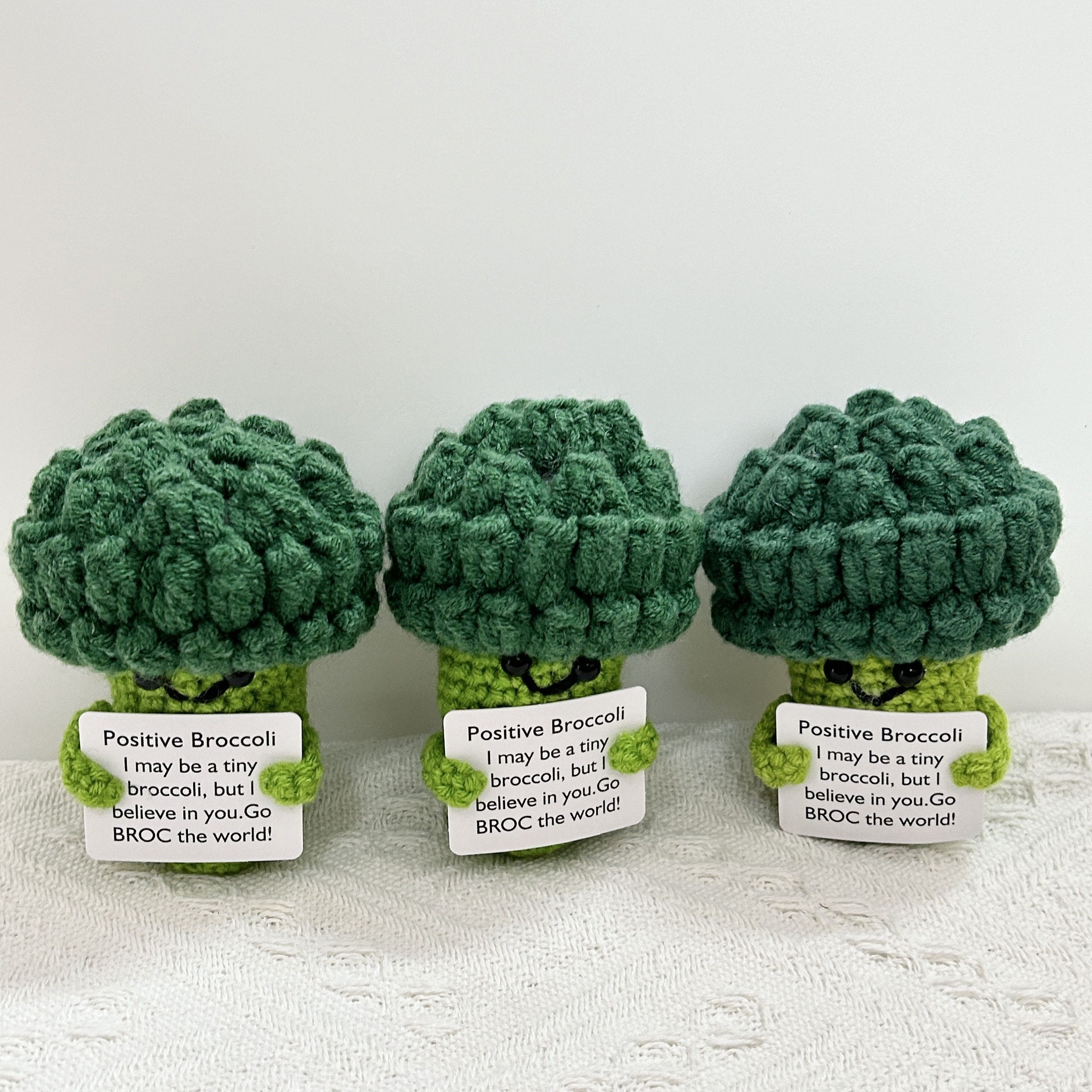 3PCS Crochet Broccoli Desktop Vegetable Ornaments, Emotional Support ...