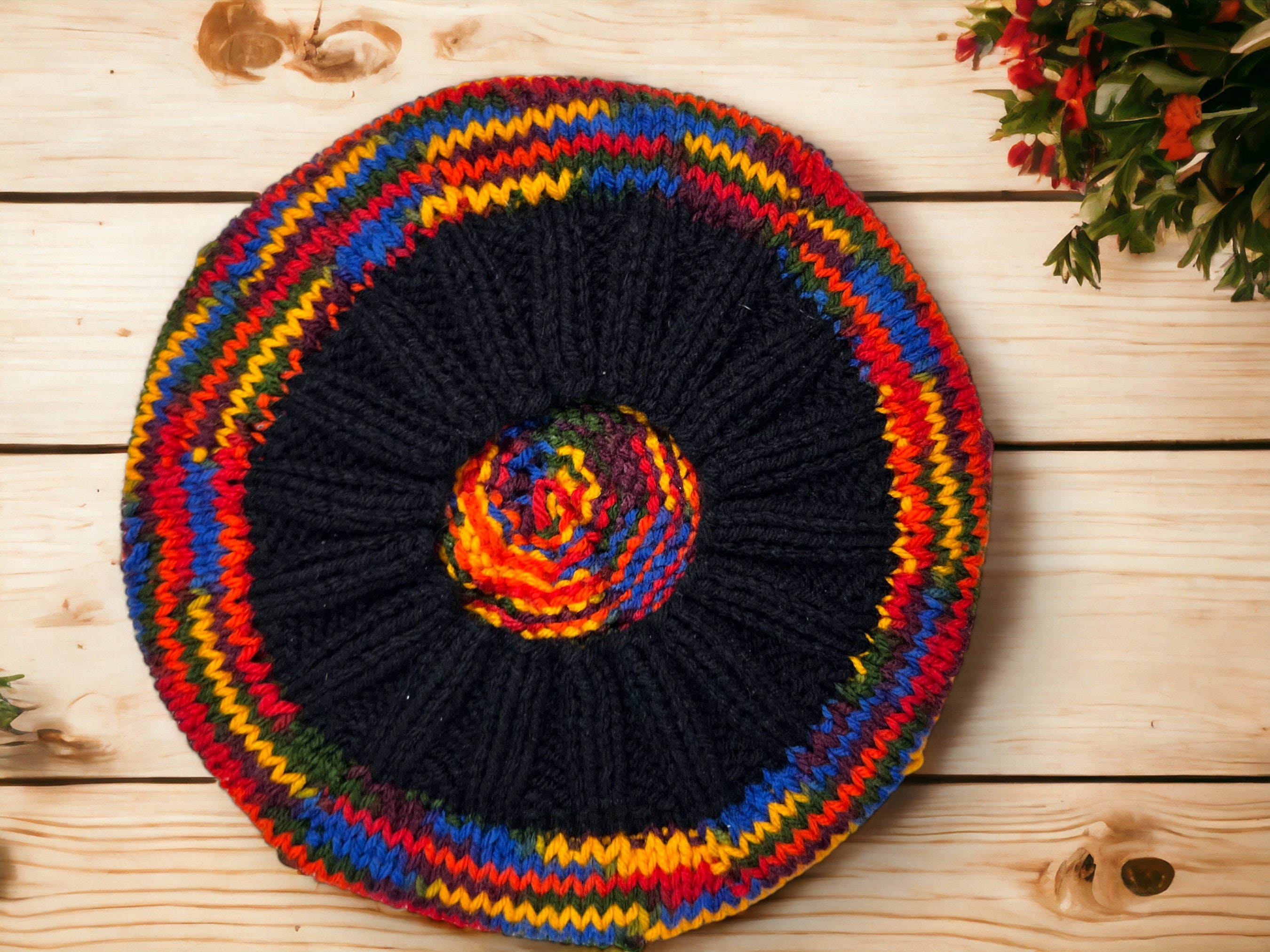 Hand Knit Beret | 90s Throwback Beret | Multi-color Knitted Beret ...