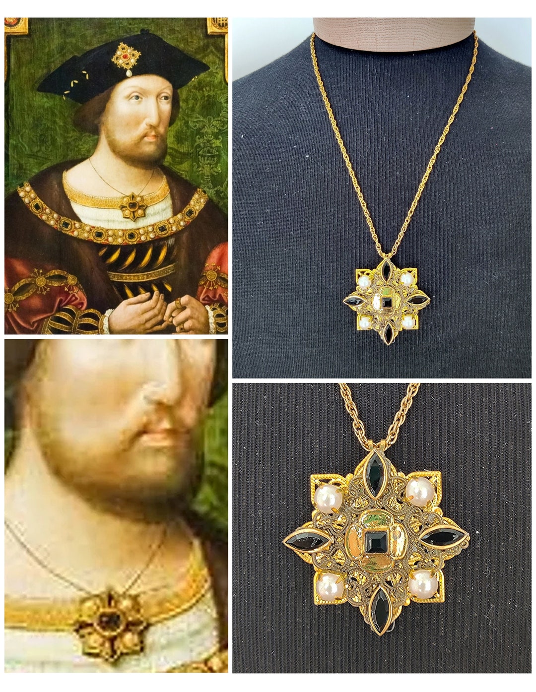 Historical Replica, Henry VIII Pendant, Tudor Necklace, Portrait ...