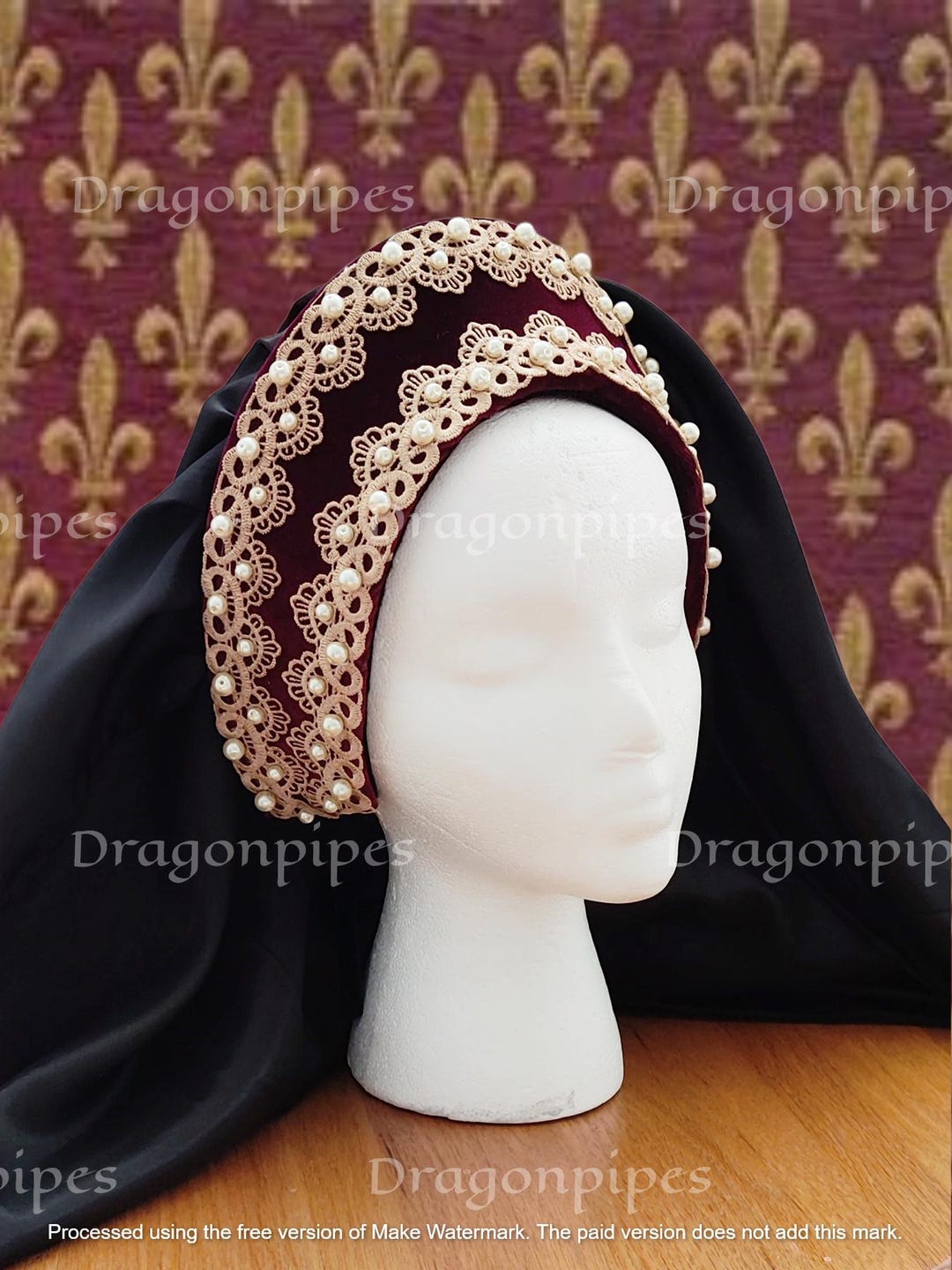 U Pick Colors, Velvet Renaissance French Hood, Tudor Headpiece ...