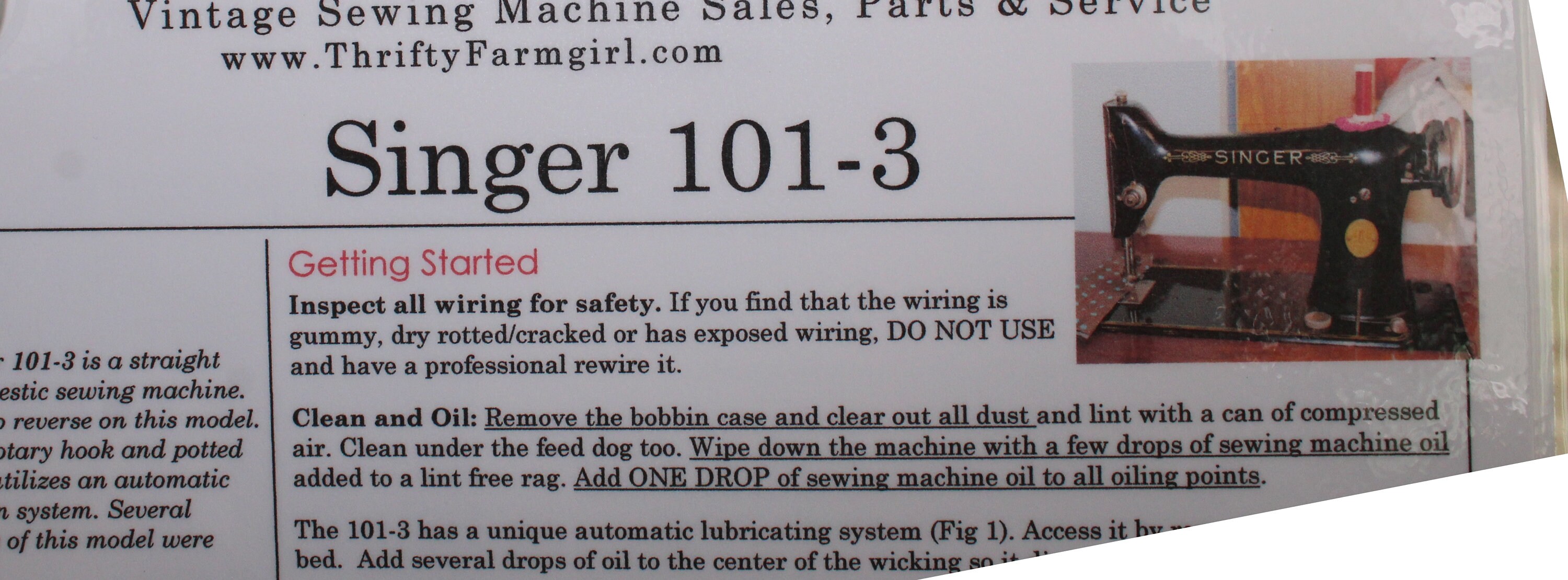 Singer 101-3 Sewing Machine Printable Cheat Sheet/reference - Etsy