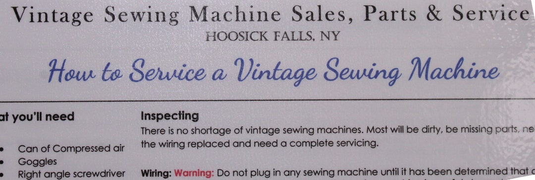 How to Service a Vintage Sewing Machine/cheat Sheet/reference Sheet ...