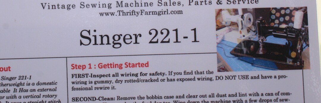 Singer 221-1 Featherweight Sewing Machine Printable Cheat Sheet ...