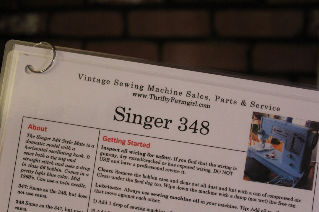 Singer 348 Sewing Machine FLASHCARDS Instructions/oiling/part's/wipes ...