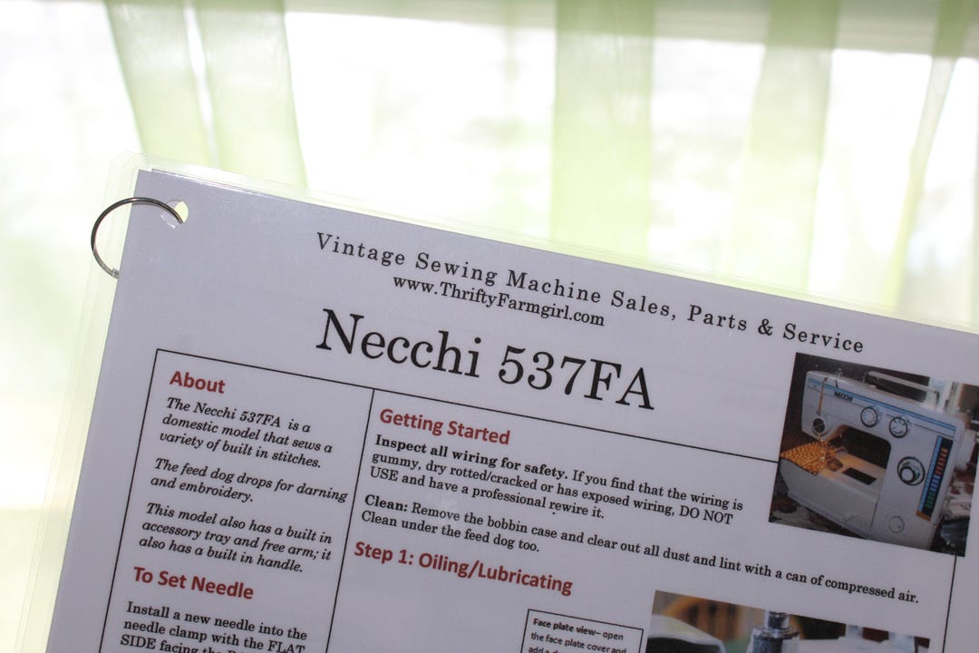 Necchi 537 FA- Sewing Machine-flashcard Set/manual Replacement - Etsy