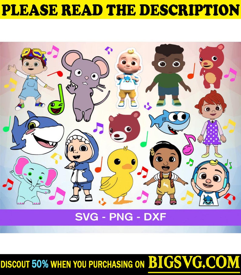 100 COCOMELON SVG BUNDLE, Layered Cartoon Svg,png,pdf, Vector, Sickers ...
