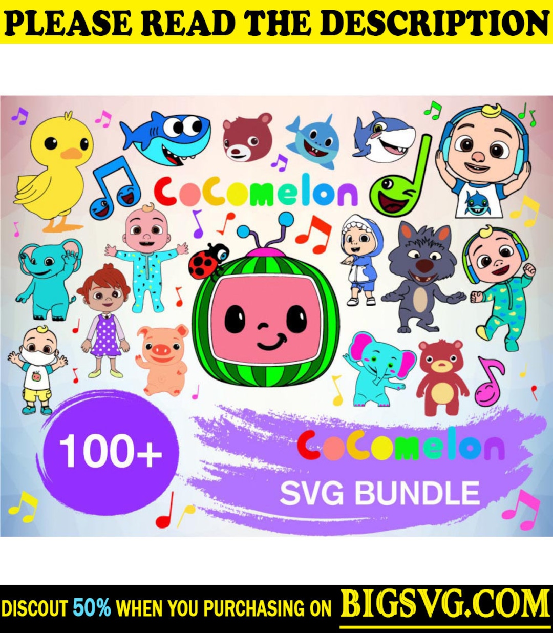 100 COCOMELON SVG BUNDLE, Layered Cartoon Svg,png,pdf, Vector, Sickers ...