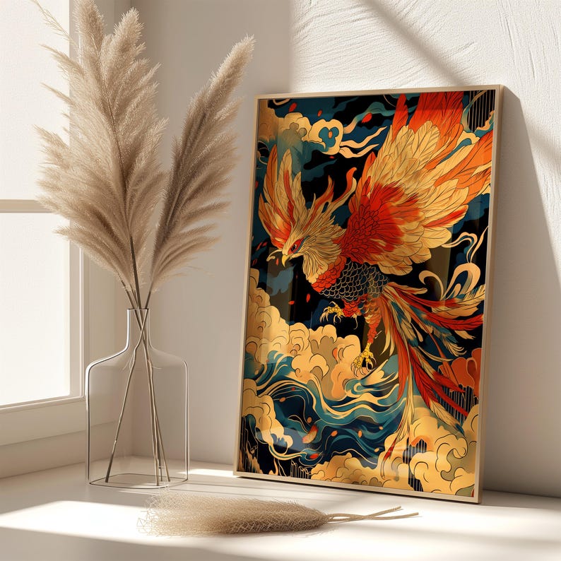 Phoenix Ukiyo-e Art Print: Japanese Vintage Poster - Etsy Australia