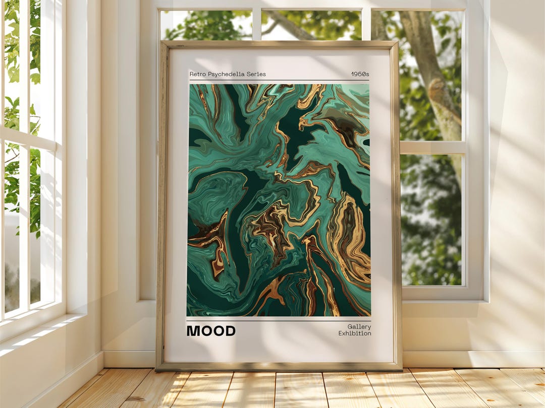 Mood Poster: Emerald Green Gold Swirl Art Print - Etsy