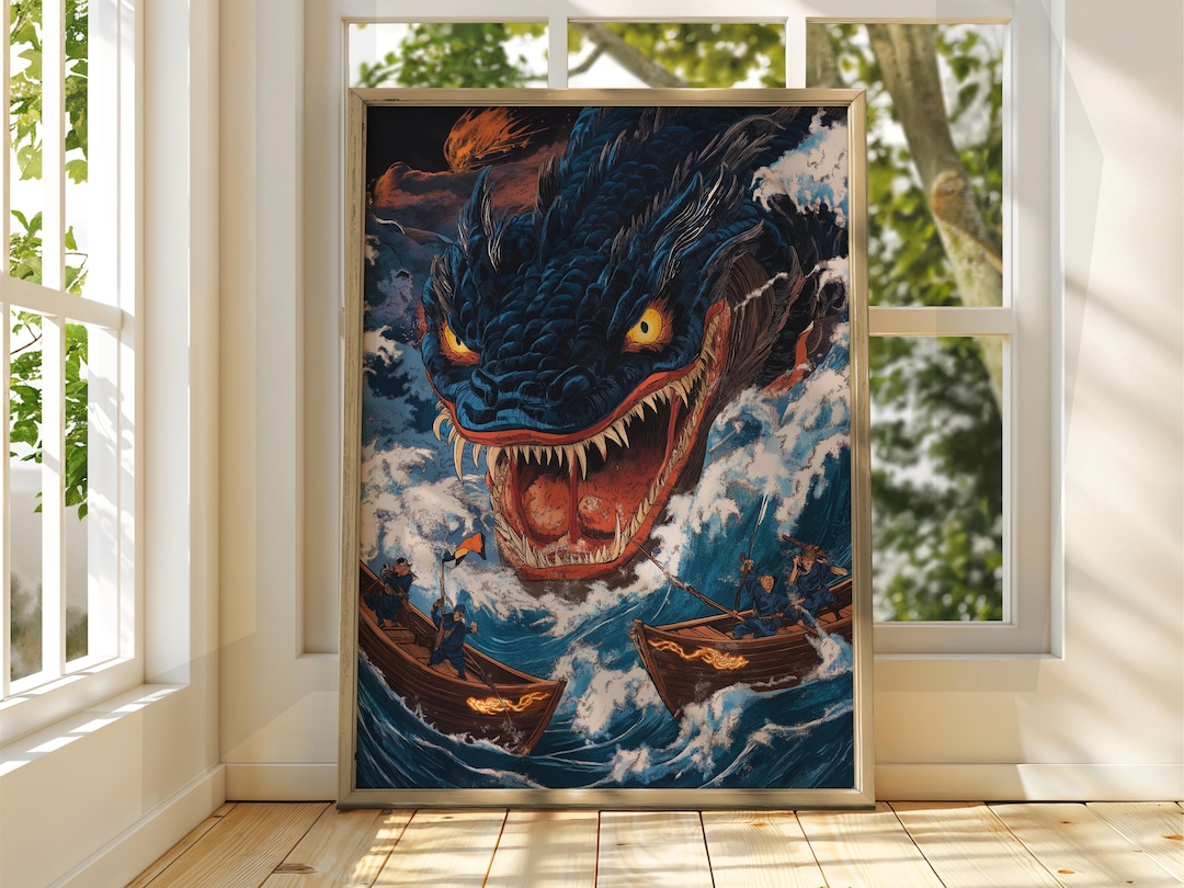 Ukiyo-e Sea Monster Print: Vintage Japanese Art Poster - Etsy