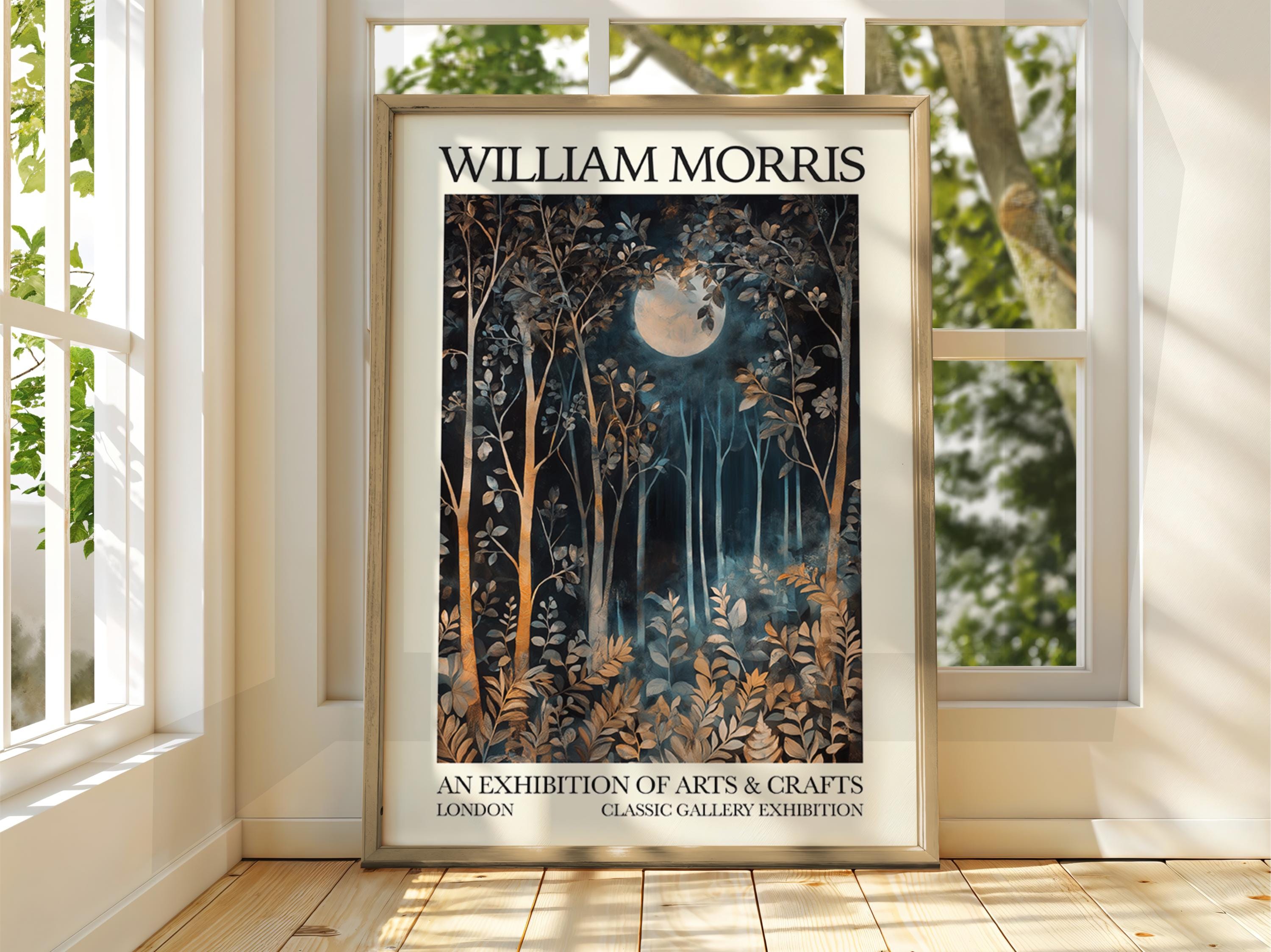 William Morris Style Full Moon Forest Poster - Exhibition Poster ...