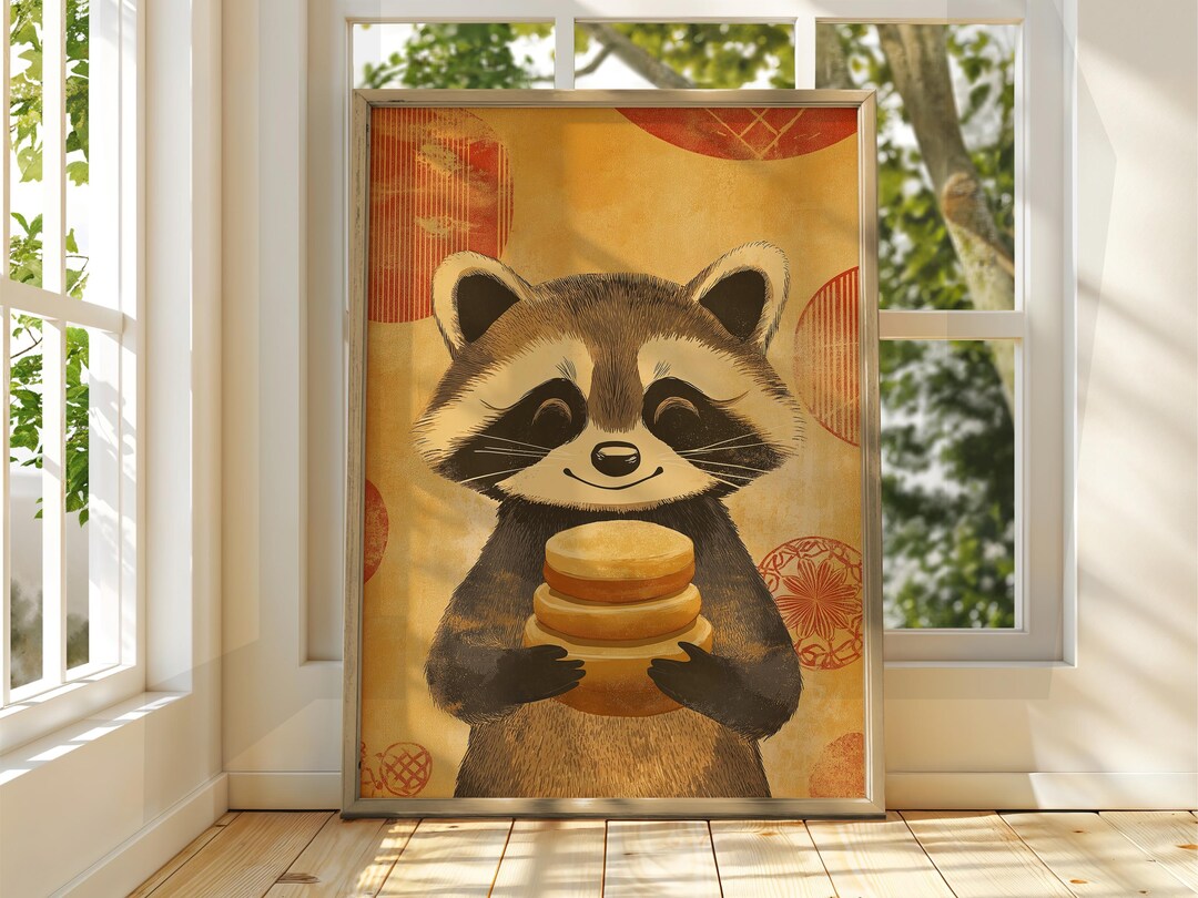 Art japonais raton laveur art mural japonais vintage affiche d'animal ...