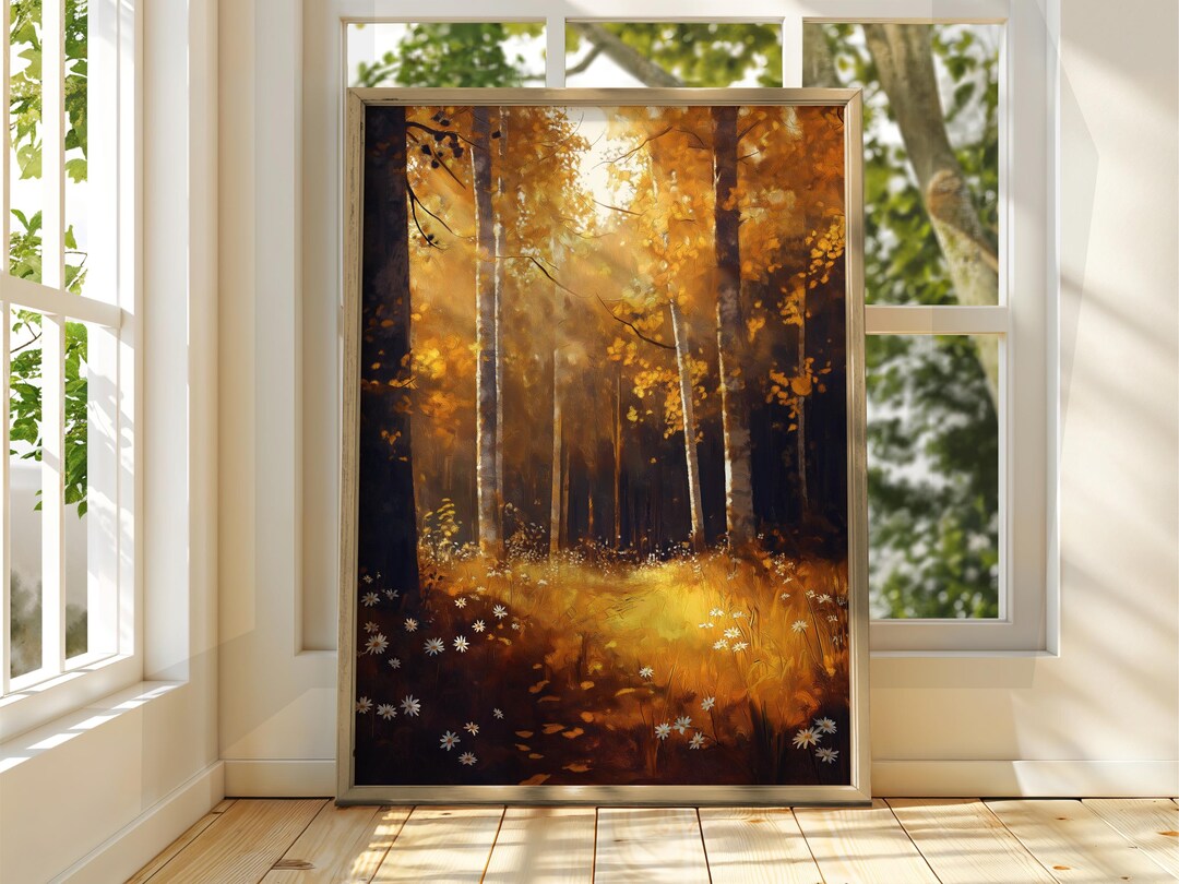 Autumn Forest Path Poster - Oil Painting Art Print - Enchanted Forest ...