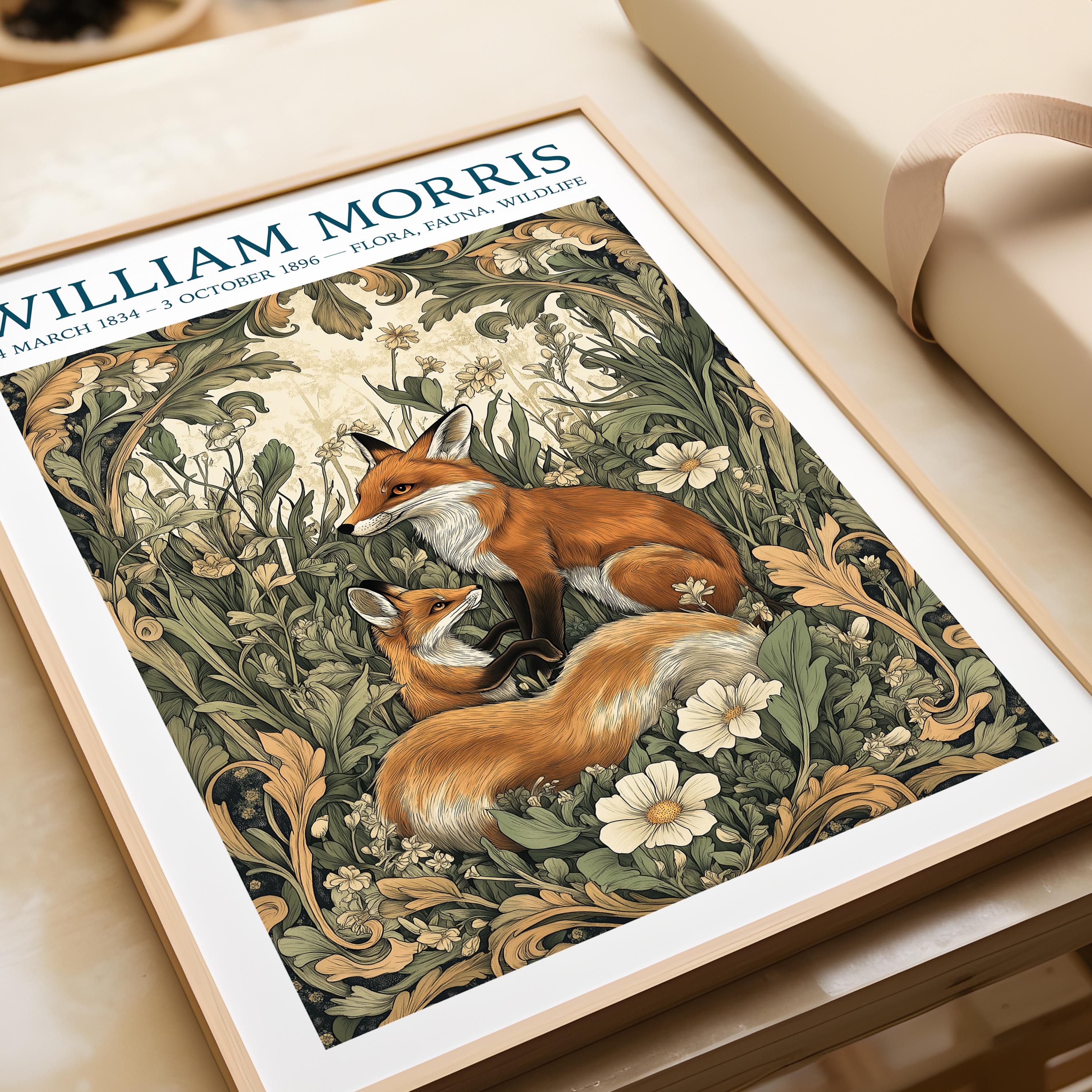 William Morris Style Fox Poster Exhibition Poster Gallery Print William ...